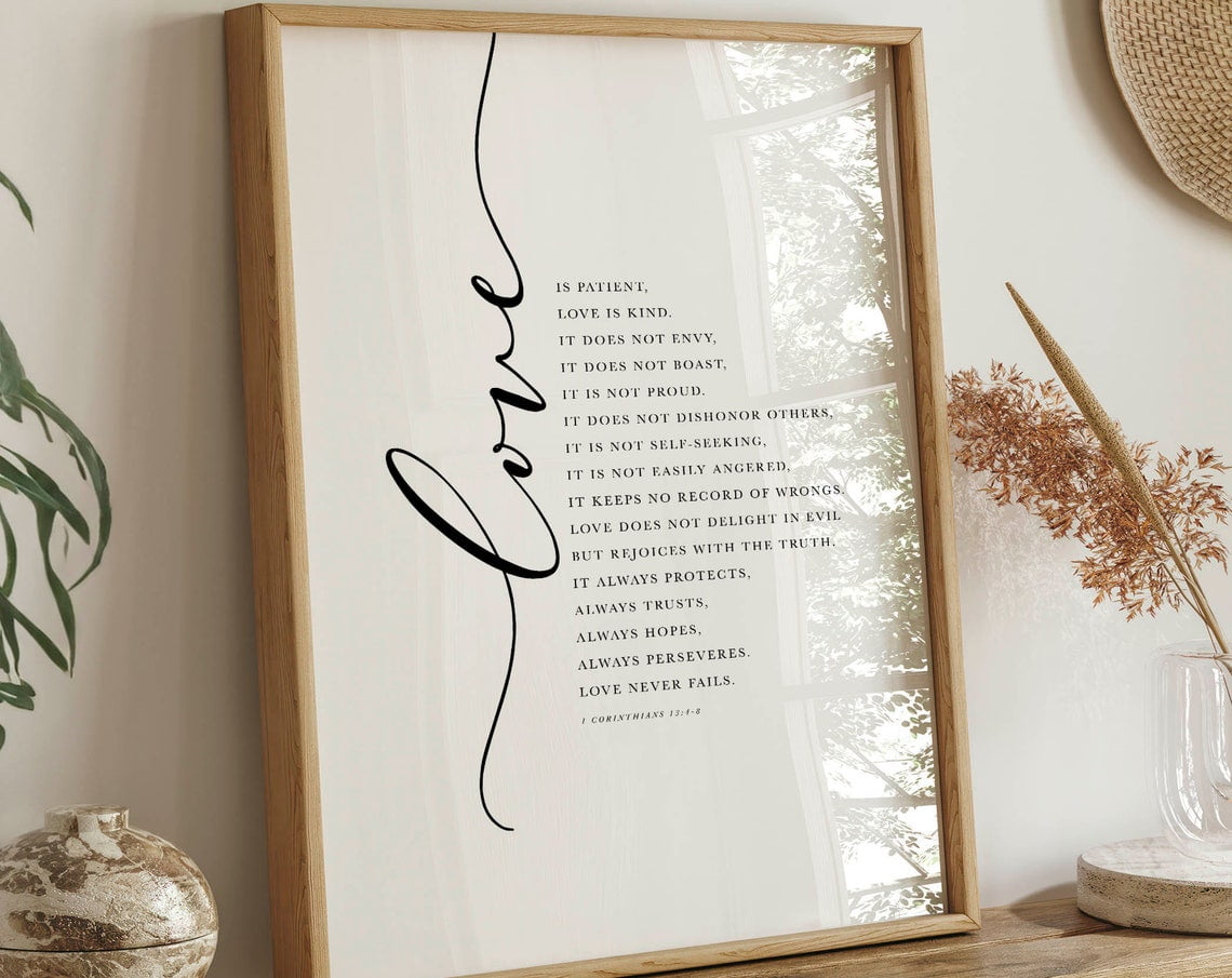 Love Is Patient Love Is Kind Wall Art 1 Corinthians 13 Christian Decor ...