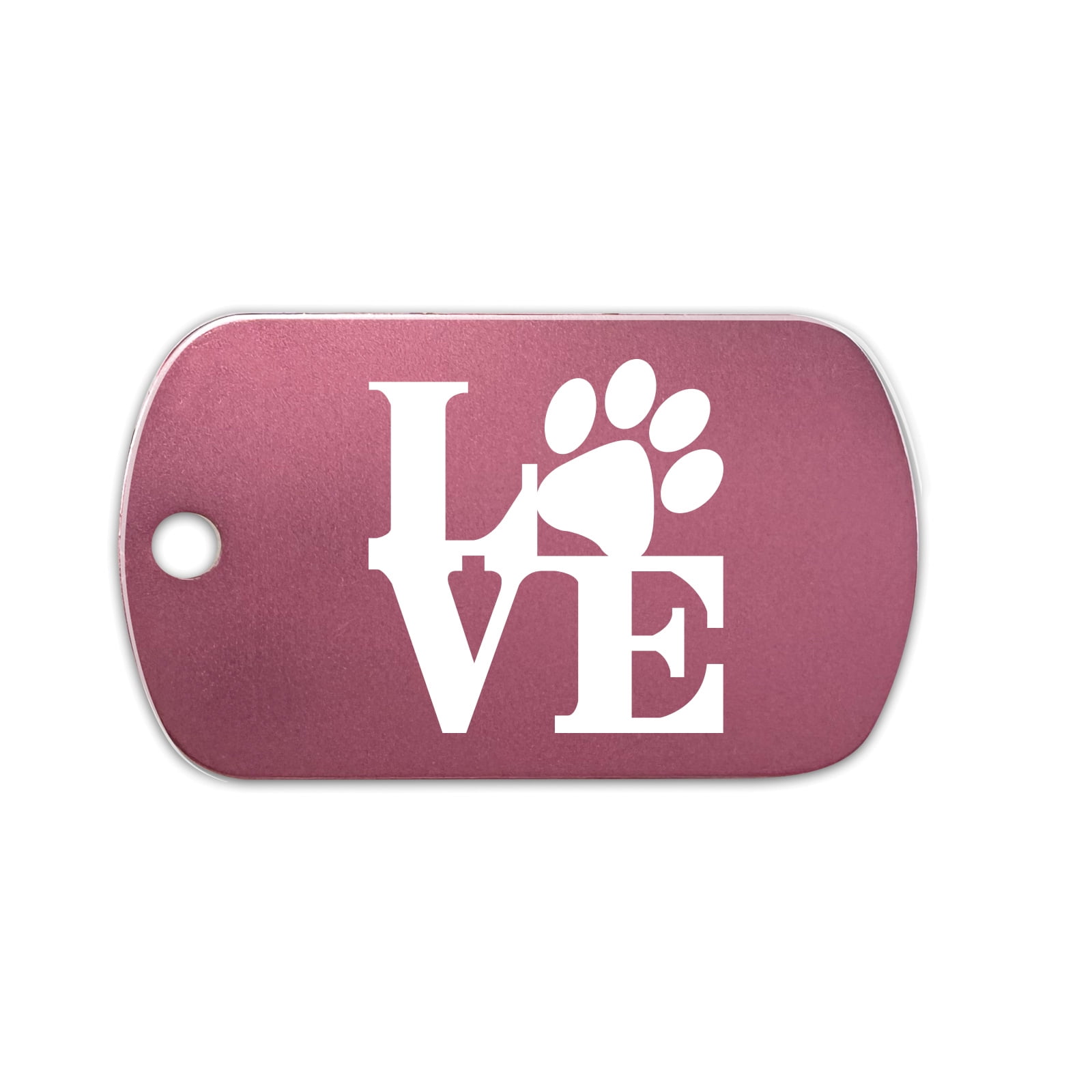 Love Paw Print With Heart GI Dog Tag Aluminum Keychain - Pink - Walmart.com