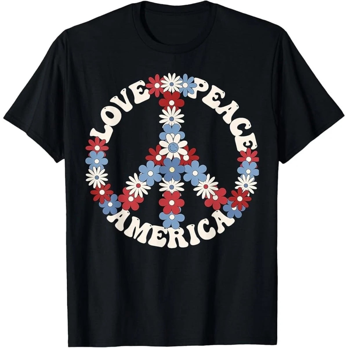 Love Peace America 70s Patriotic 4th of July Groovy T-Shirt - Walmart.com