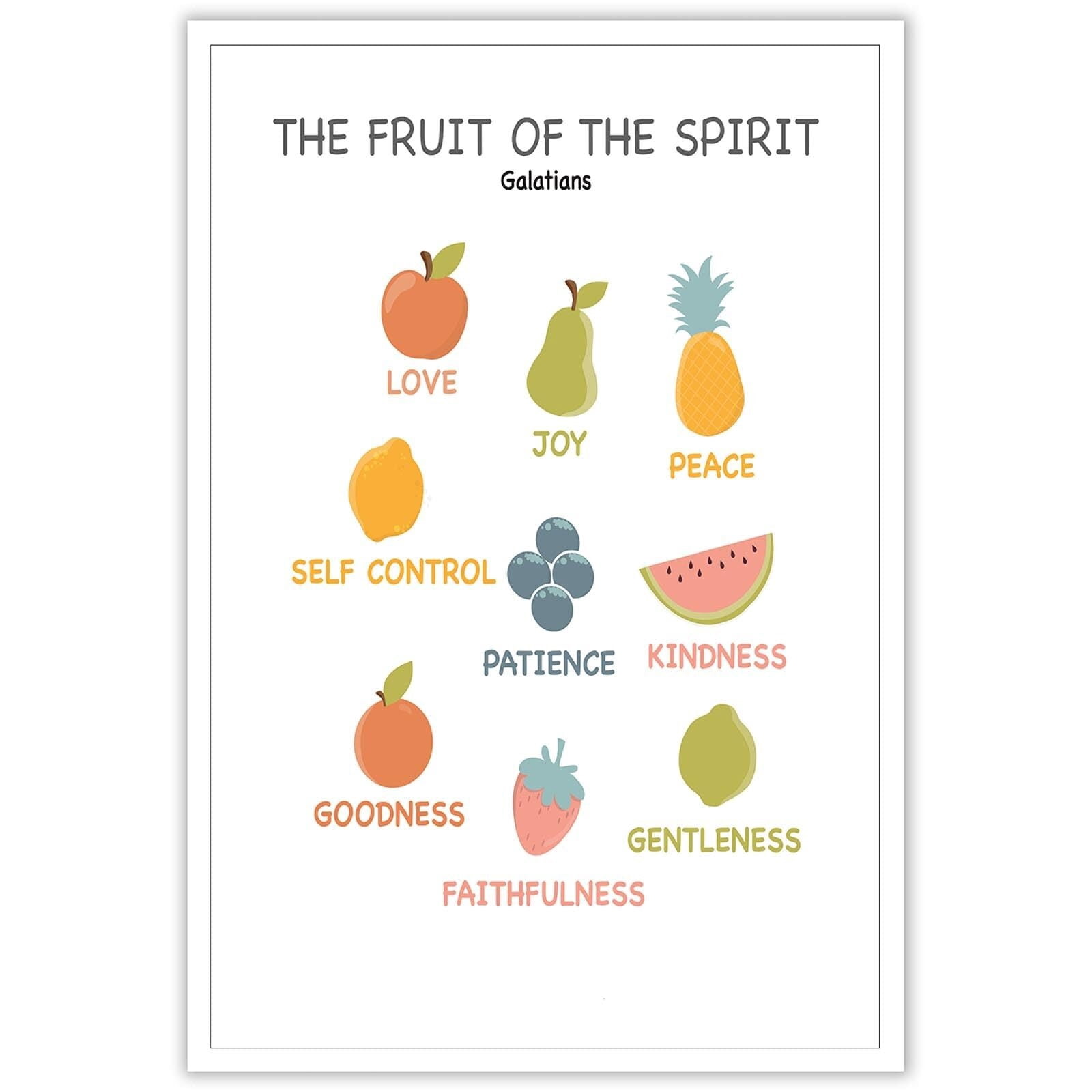 Love Peace Church Sunday School Canvas Wall Art The Fruit Of The Spirit ...
