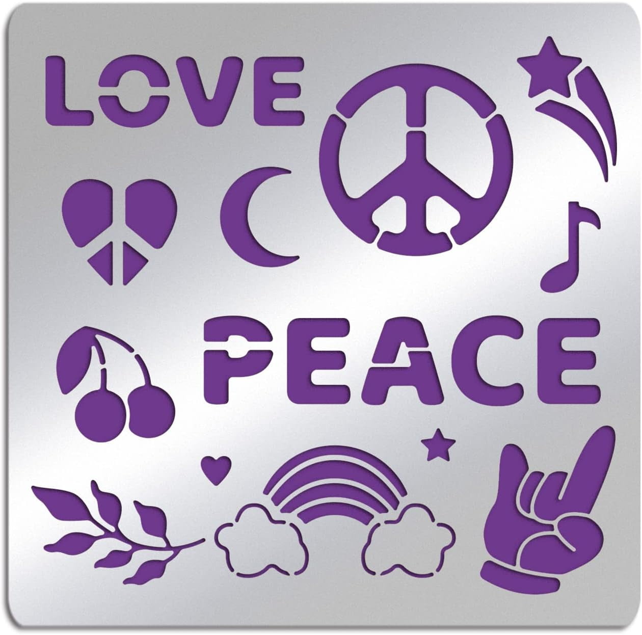 Love & Peace Metal Stencils 6 Inch Square Scrapbooking Drawing Stencils ...