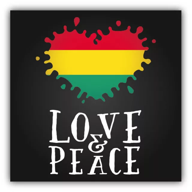 Love & Peace Rastafari Label Car Sticker Phone Decal Water Bottle ...