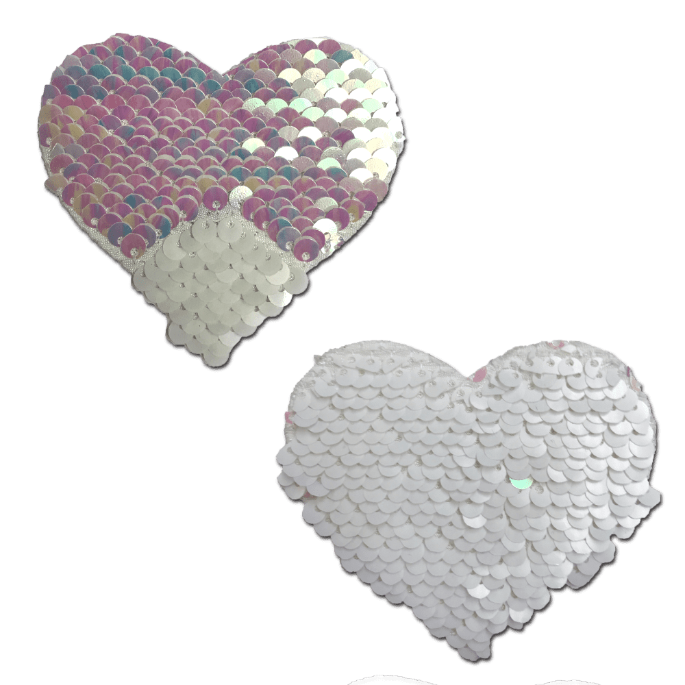 Love: Pearl & White Color Changing Sequin Heart Nipple Pasties by ...