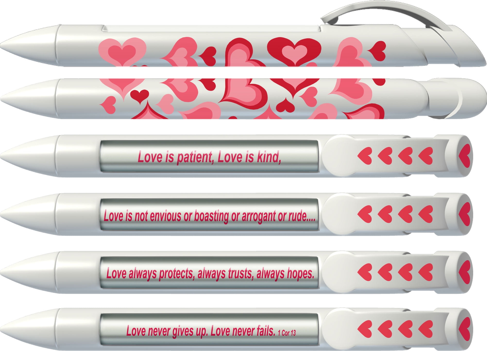 Love Pen by Greeting Pen- Magenta White Heart Rotating Message Pen - 6 ...