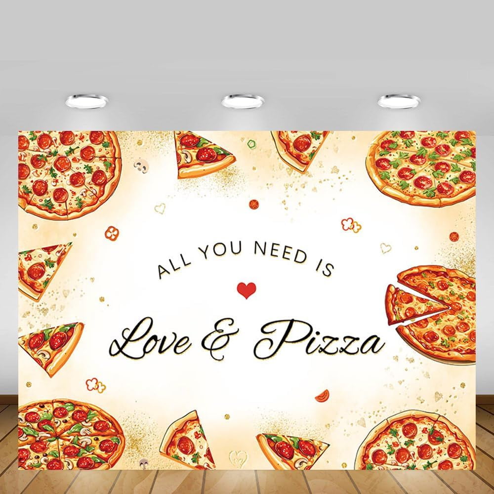 Love and Pizza Bridal Shower Backdrop Pizza Slice Love Couples Shower ...