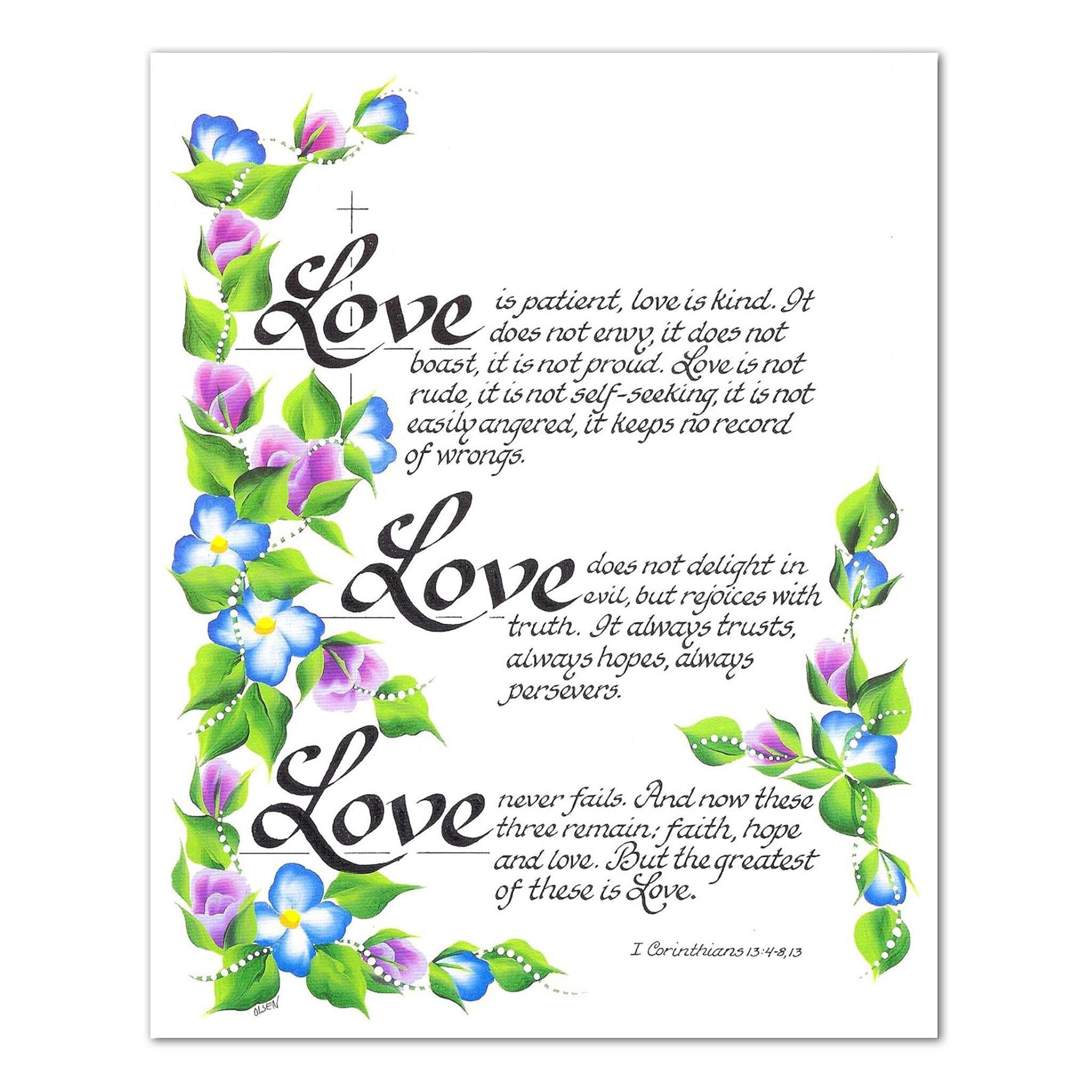 Love Poem 1st Corinthians 13 Christian Religious Wall Picture 8x10 Art ...