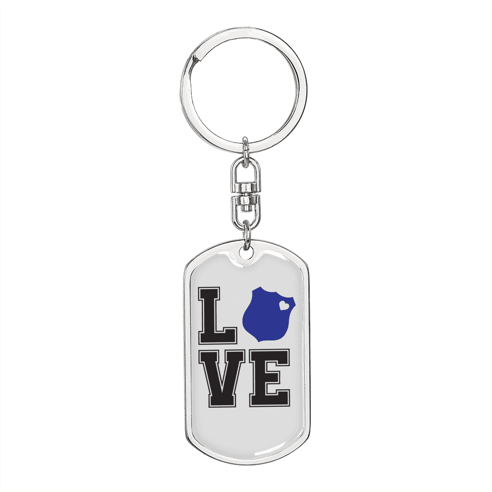 Love Police Stainless Steel or 18k Gold Premium Swivel Dog Tag Keychain ...