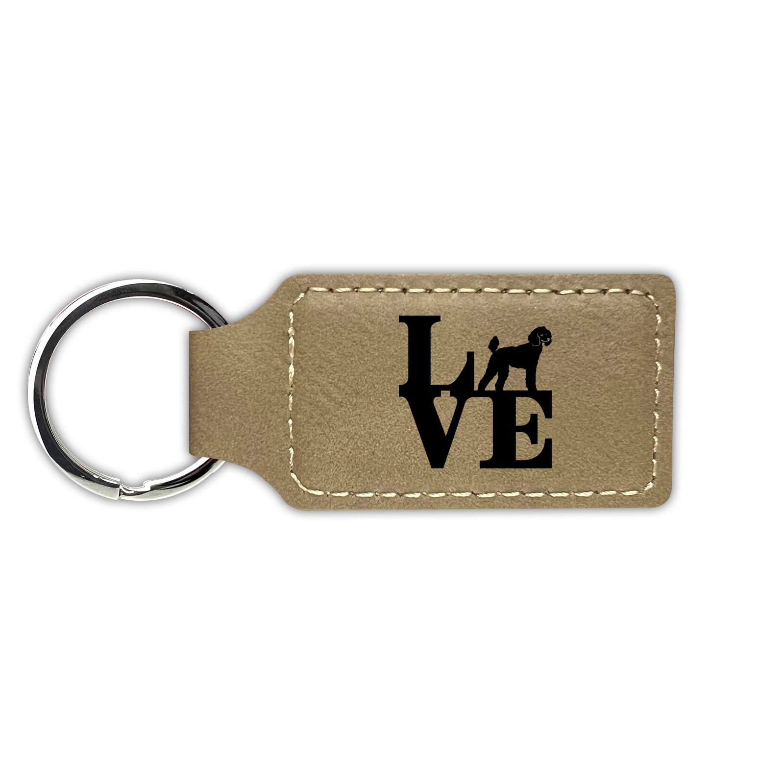 Love Poodle Keychain Leatherette Rectangle - Laser Engraved - Many Colors - Key Chain Ring ...