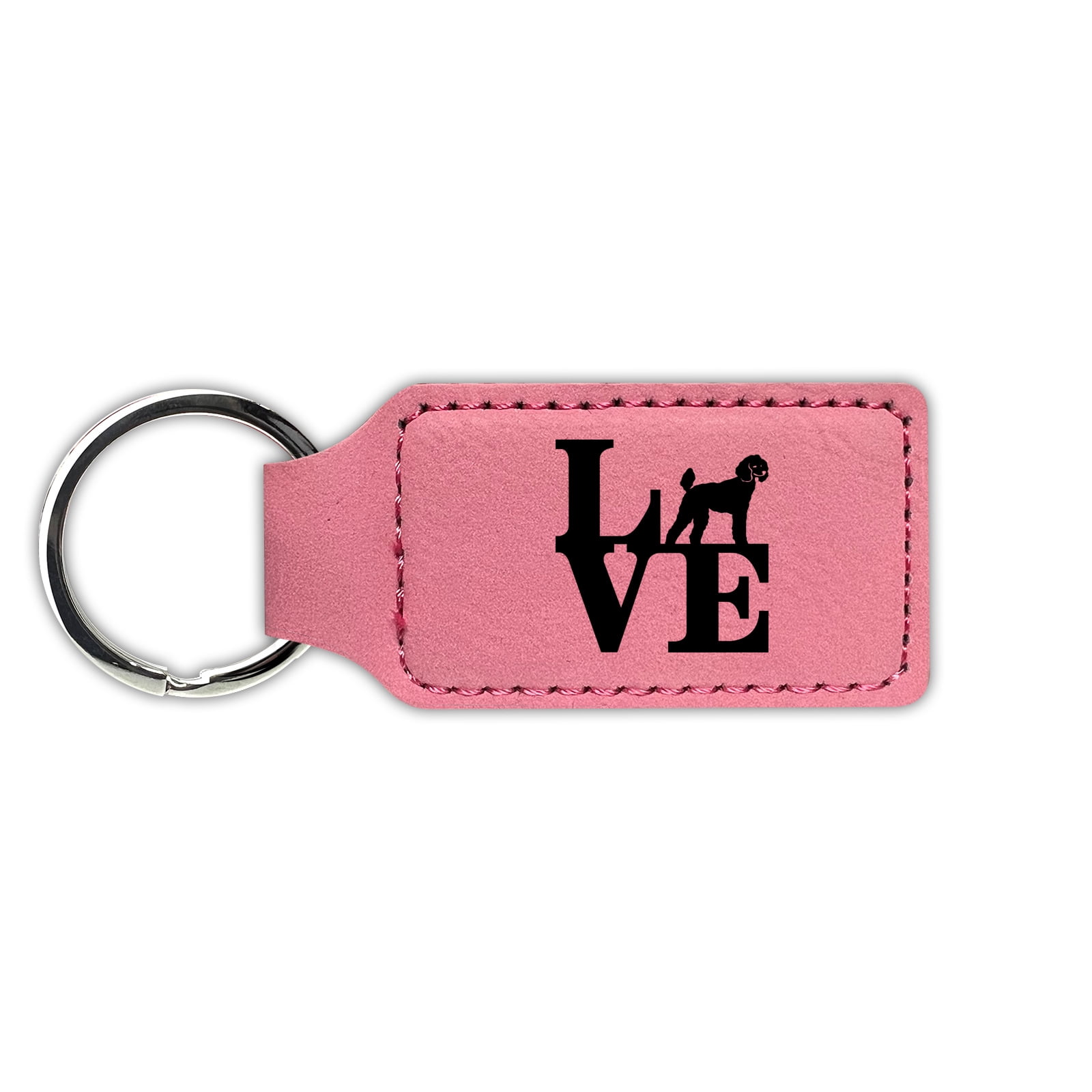 Love Poodle Keychain Leatherette Rectangle - Laser Engraved - Many ...