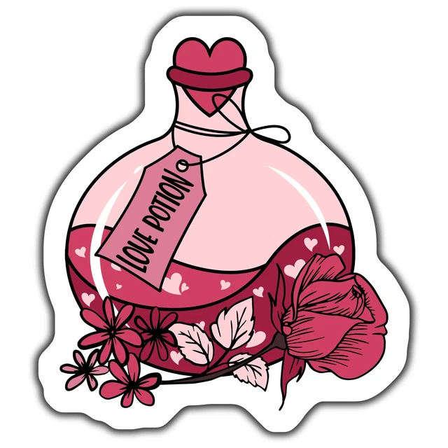 Love Potion Sticker, Cute Potion Bottle Decal, Romantic Love Sticker ...