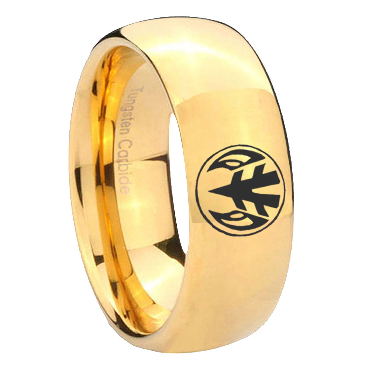 Love Power Rangers 8MM Dome Gold Plated Tungsten Men's Ring - Walmart.com