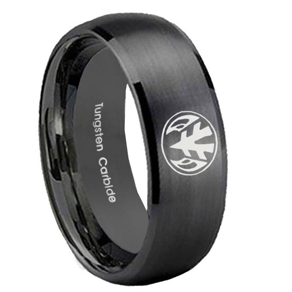 Tungsten Love Power Rangers 8mm Black Dome Polished Men's Ring ...