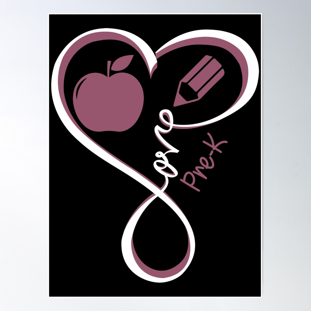 Love Pre-K Heart Poster Wall Art, Modern Wall Decor, 8x12 UNFRAMED ...