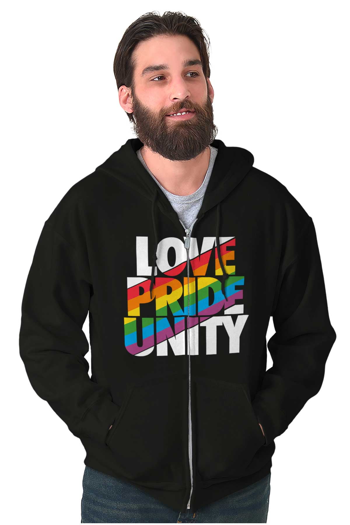 Love Pride Unity Gay LGBT Rainbow Unisex Plus Size Zip Hoodie Brisco ...