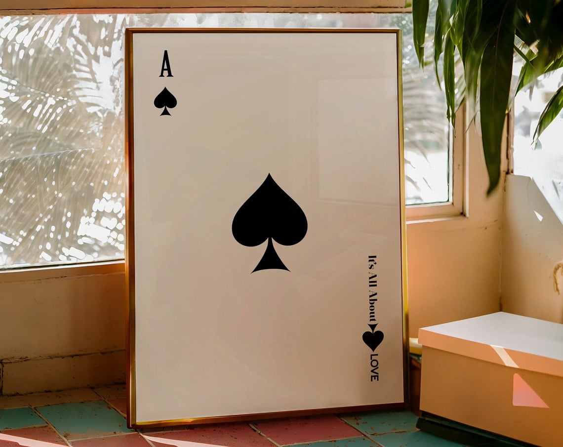 All About Love Print, Ace Of Spades Print, Playing Card Poster, Trendy ...