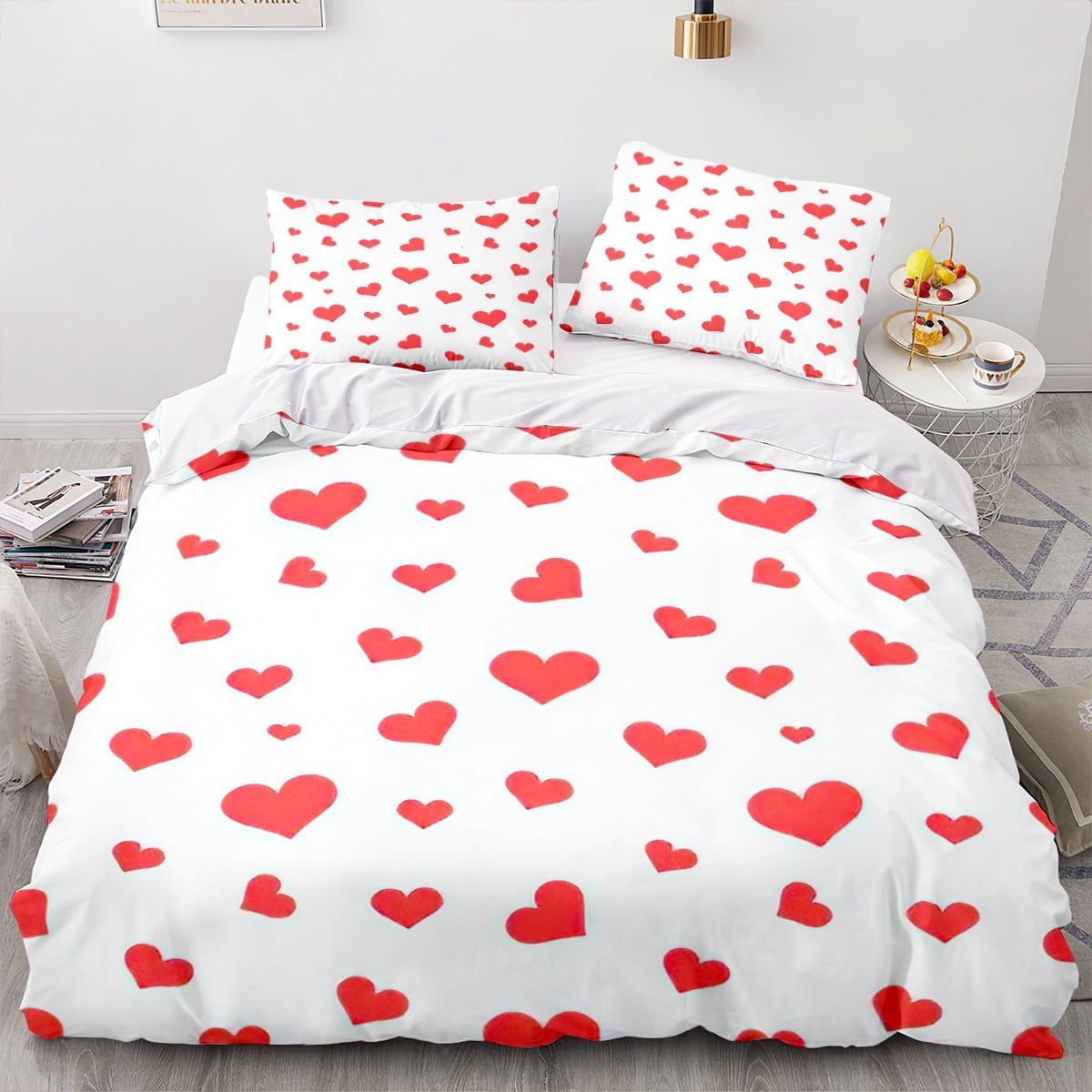 Love Print Duvet Cover Sets Twin Colorful Love Heart Comforter Cover 3 ...