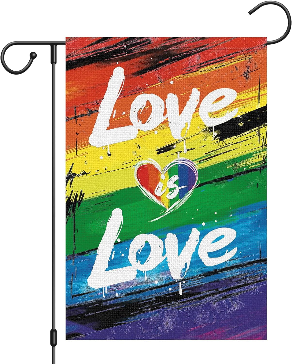 Love is Love Rainbow Pride Garden Flag 12x28 inch Double Sided Burlap ...