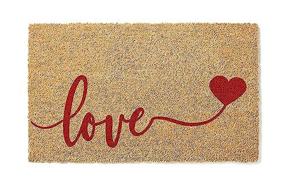 Love Red Heart Welcome Premium Coir Doormat - Walmart.com