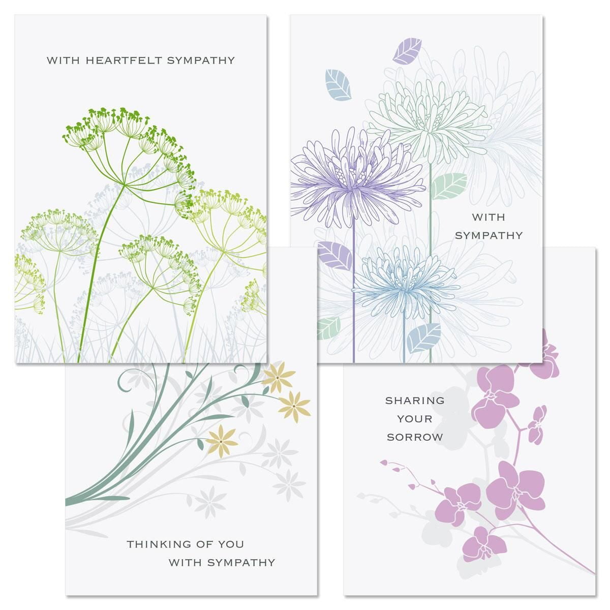 Love Remembered Sympathy Cards - Set of 8 (4 Designs), Large 5" x 7 ...