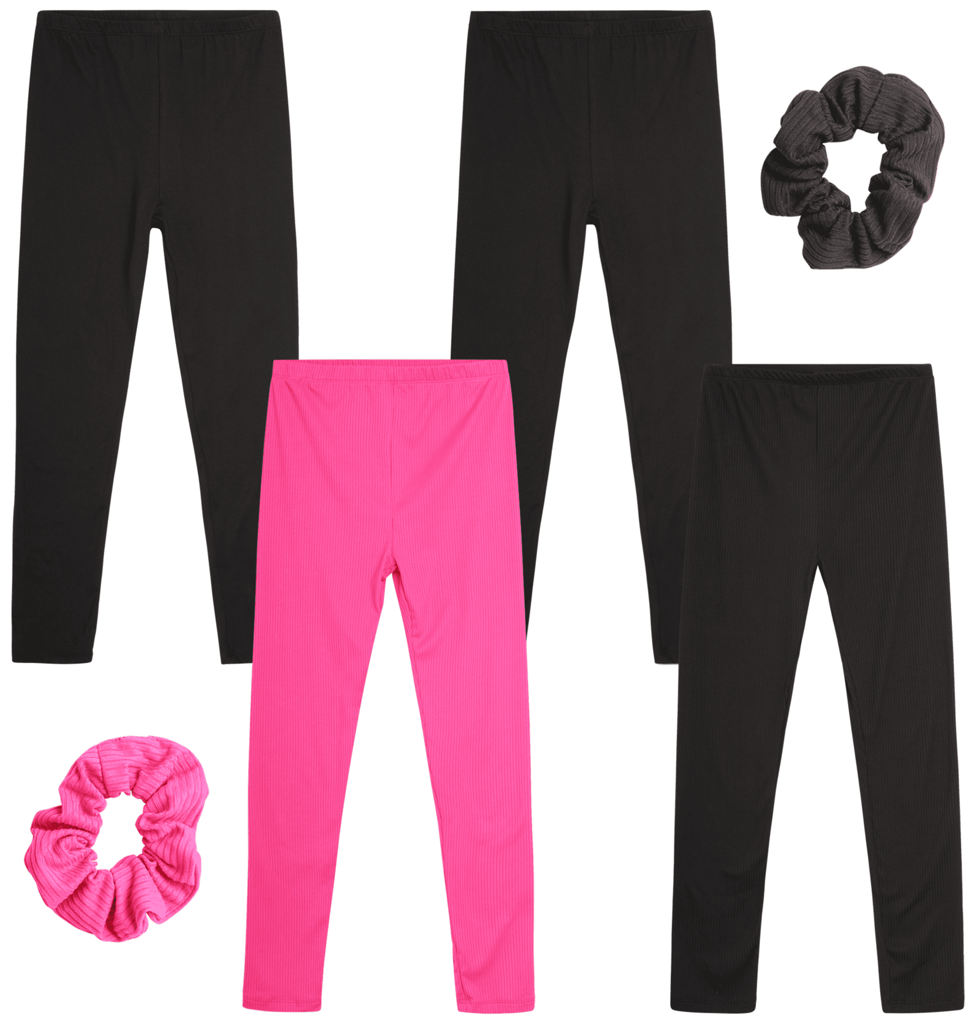 Love Republic Girls Leggings 4 Pack Super Soft Ribbed Leggings With Matching Scrunchie 7 16