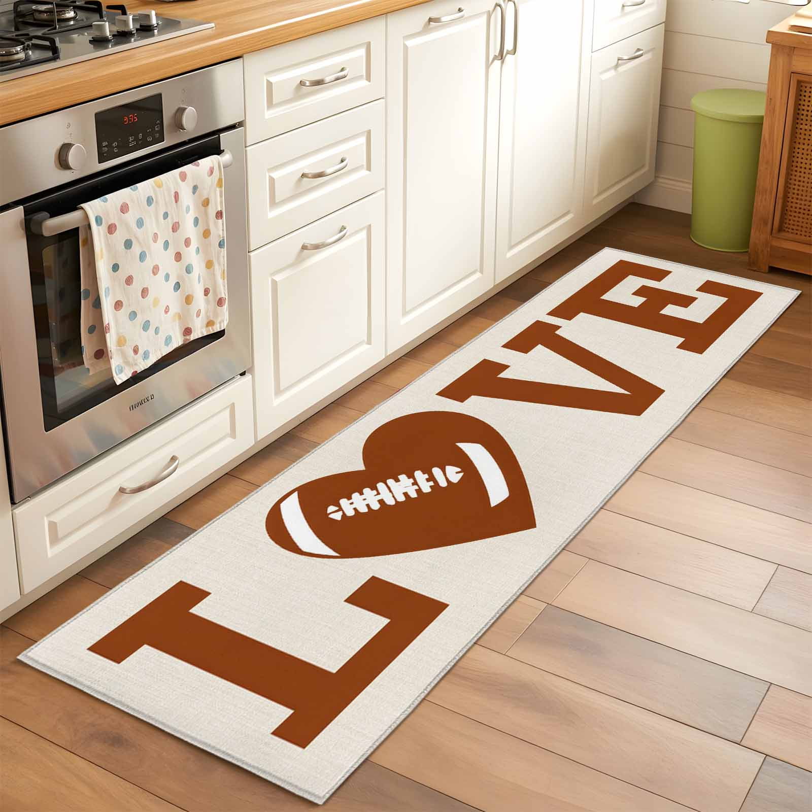 Love Rugby Runner Rugs 2x6 ft Valentine's Day Abstract Brown Love Heart ...
