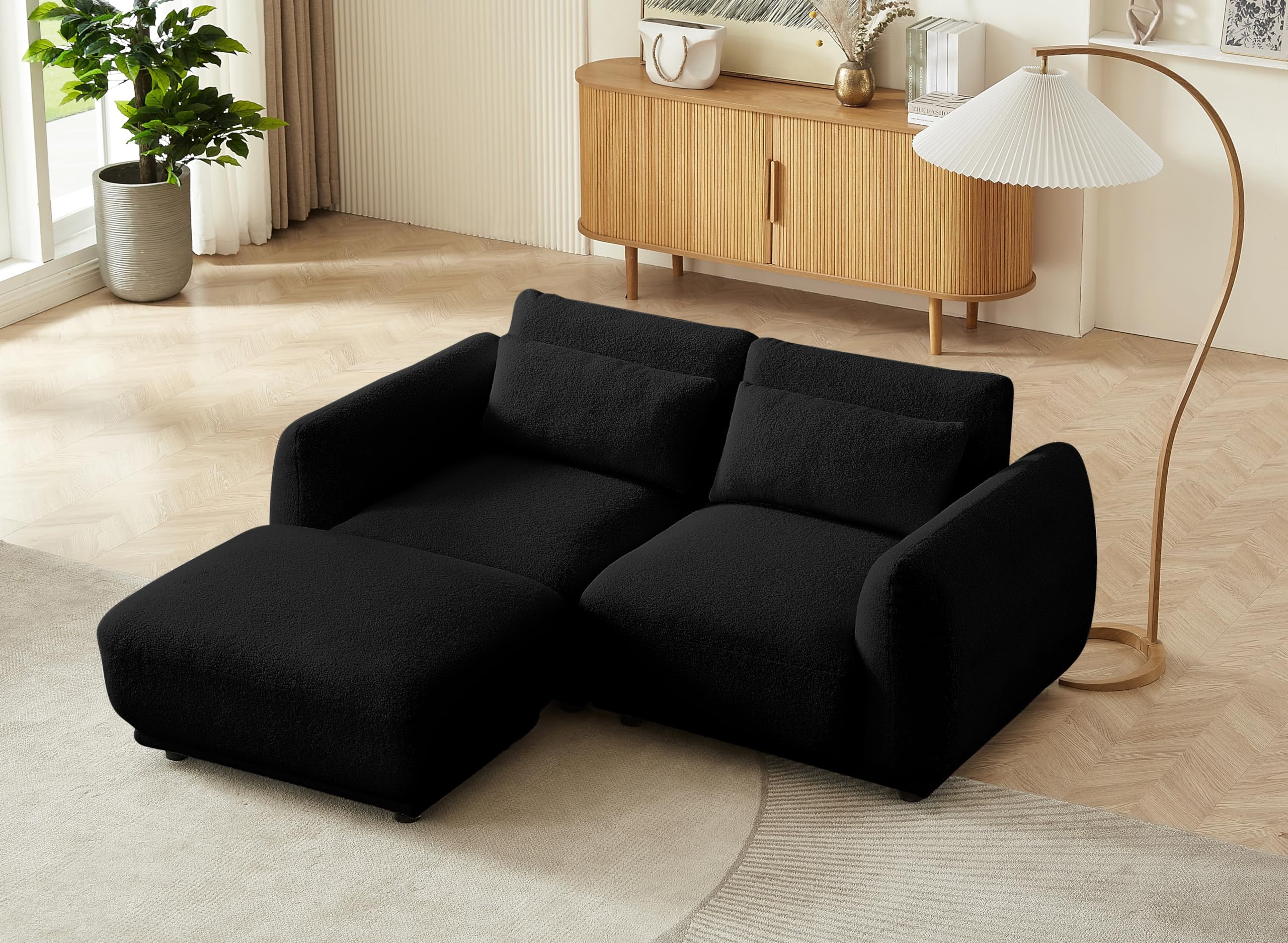 Love Seat L Shaped Modular Sectional Couch with Ottoman, Convertible ...