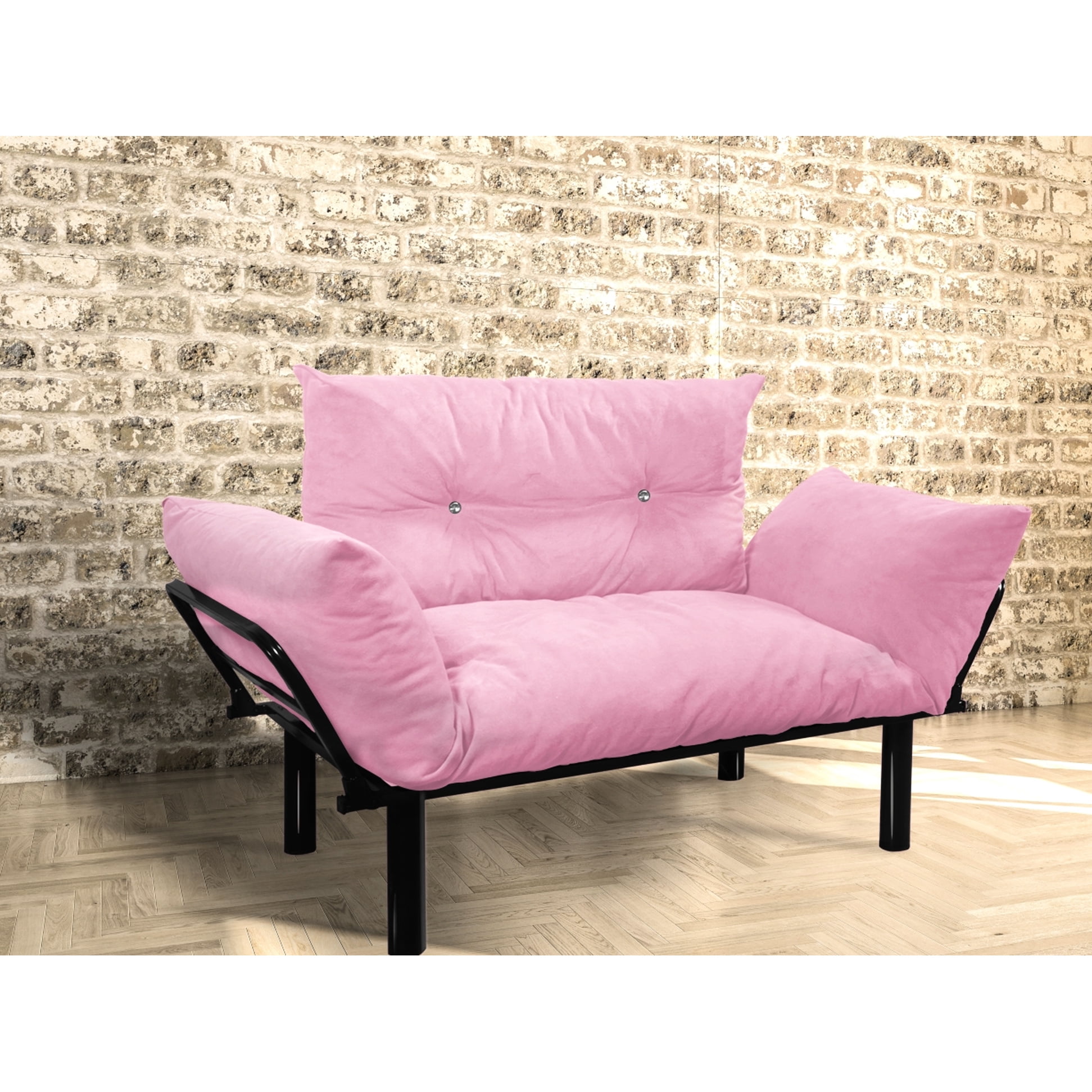 Love Seat In Pink - Space Futon For Living And Bedroom Areas. High Leg ...