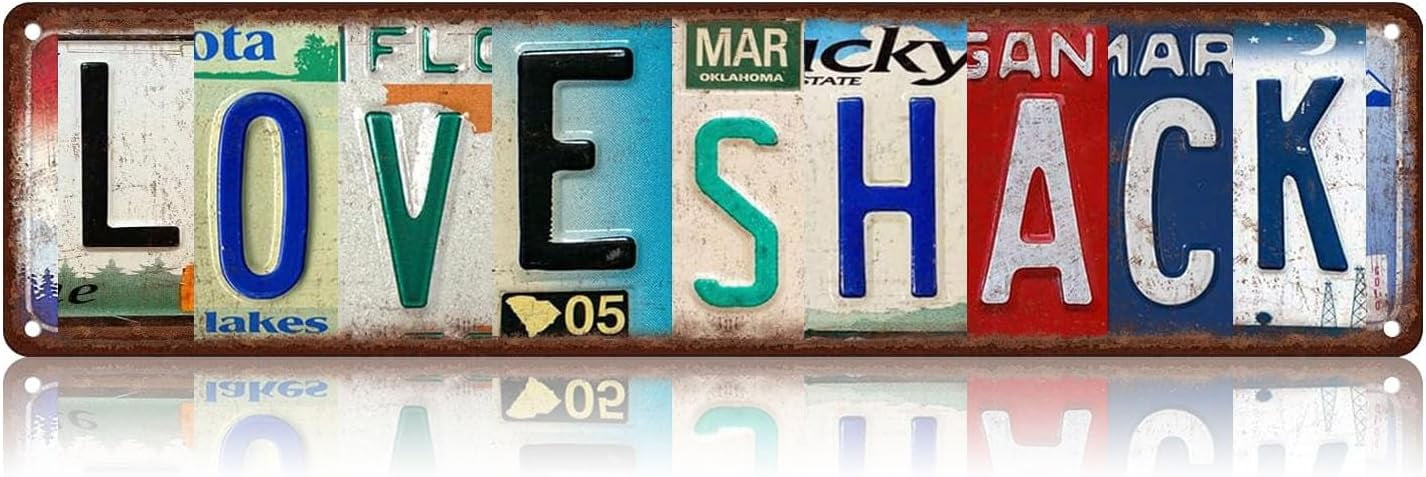 Love Shack Metal Tin Sign Funny Vintage Slim Street Signs 16 x 4 Inch ...