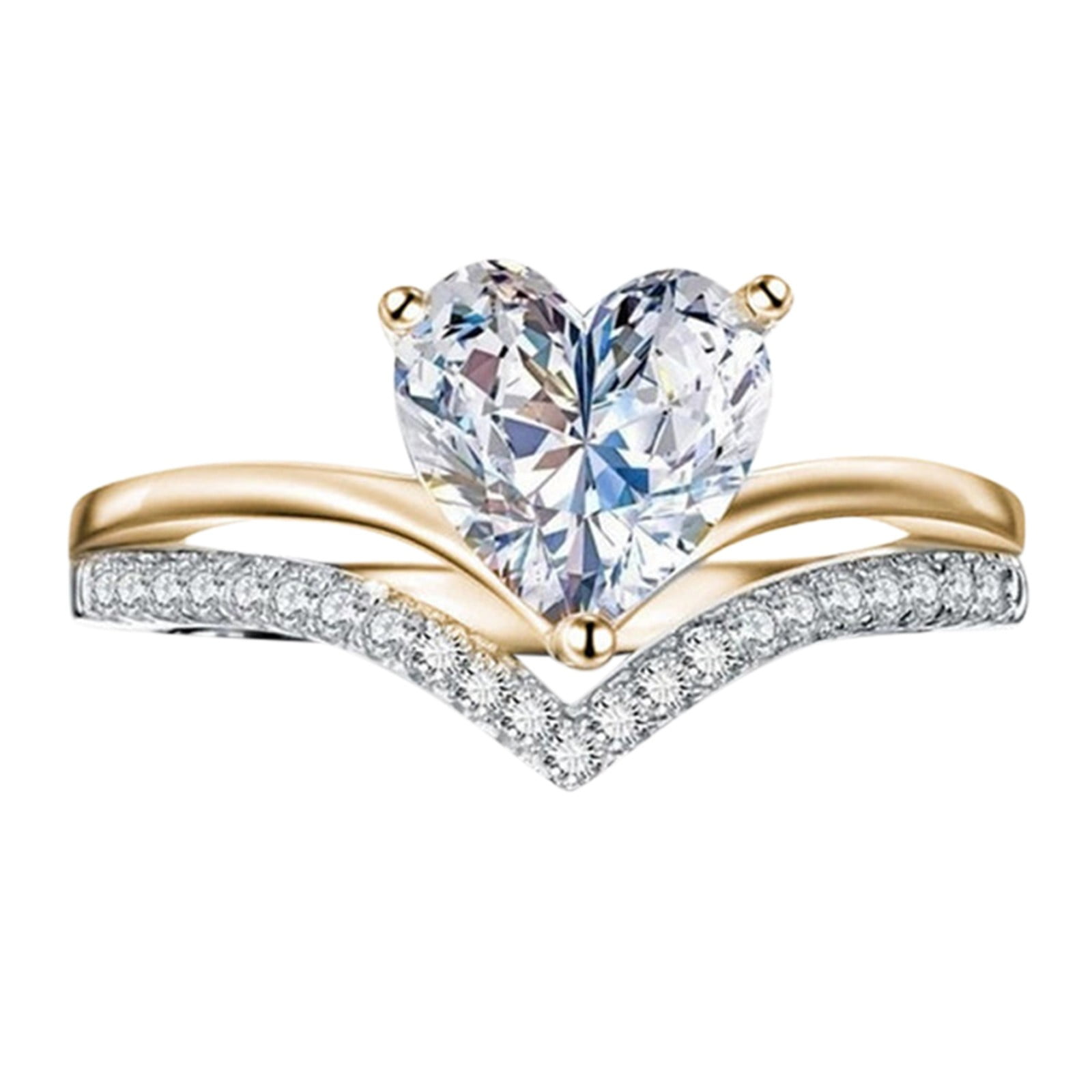 Love Shaped Big Rhinestone Rings Size 9 Ring Diamond Love Ring Love ...