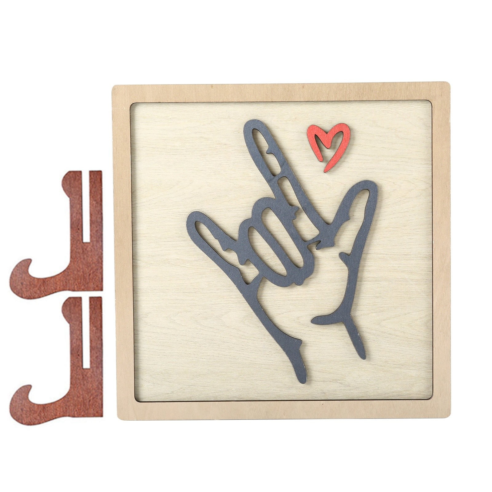 Love Sign Language I Love You Wooden Craft Wall Decoration with Stand ...