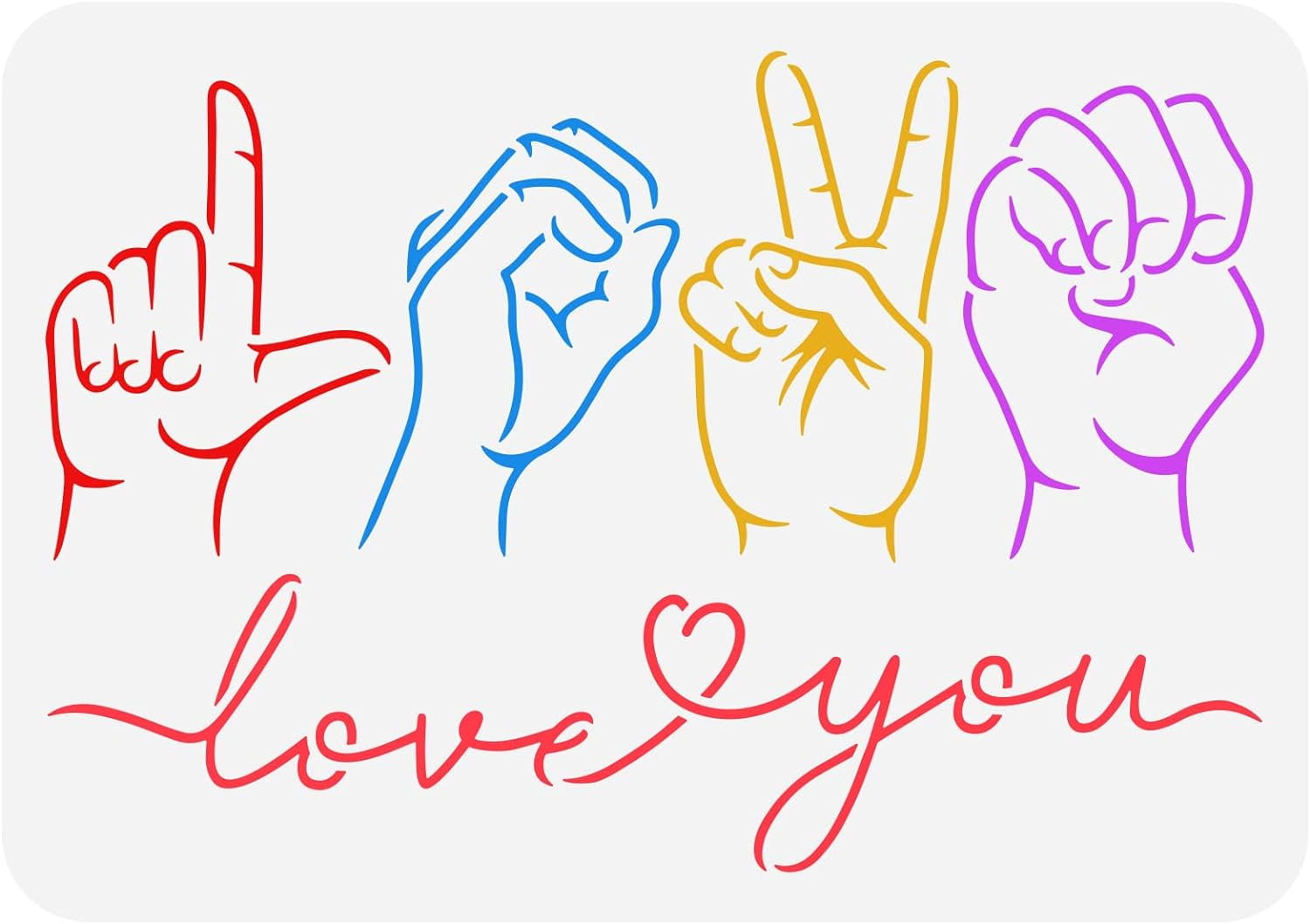 Love Sign Language Stencil 8.3x11.7inch Reusable Sign Language Poses ...