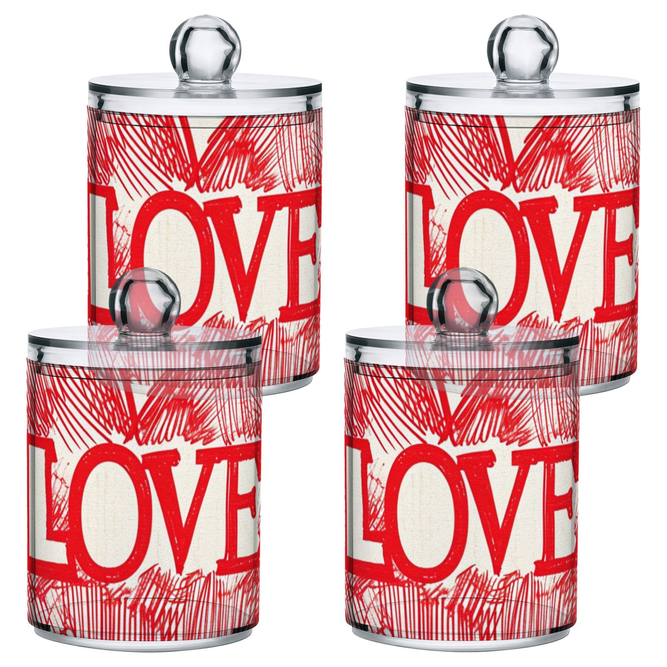 Love Sign Red Hearts Valentine Translucent Plastic Cans Storage ...