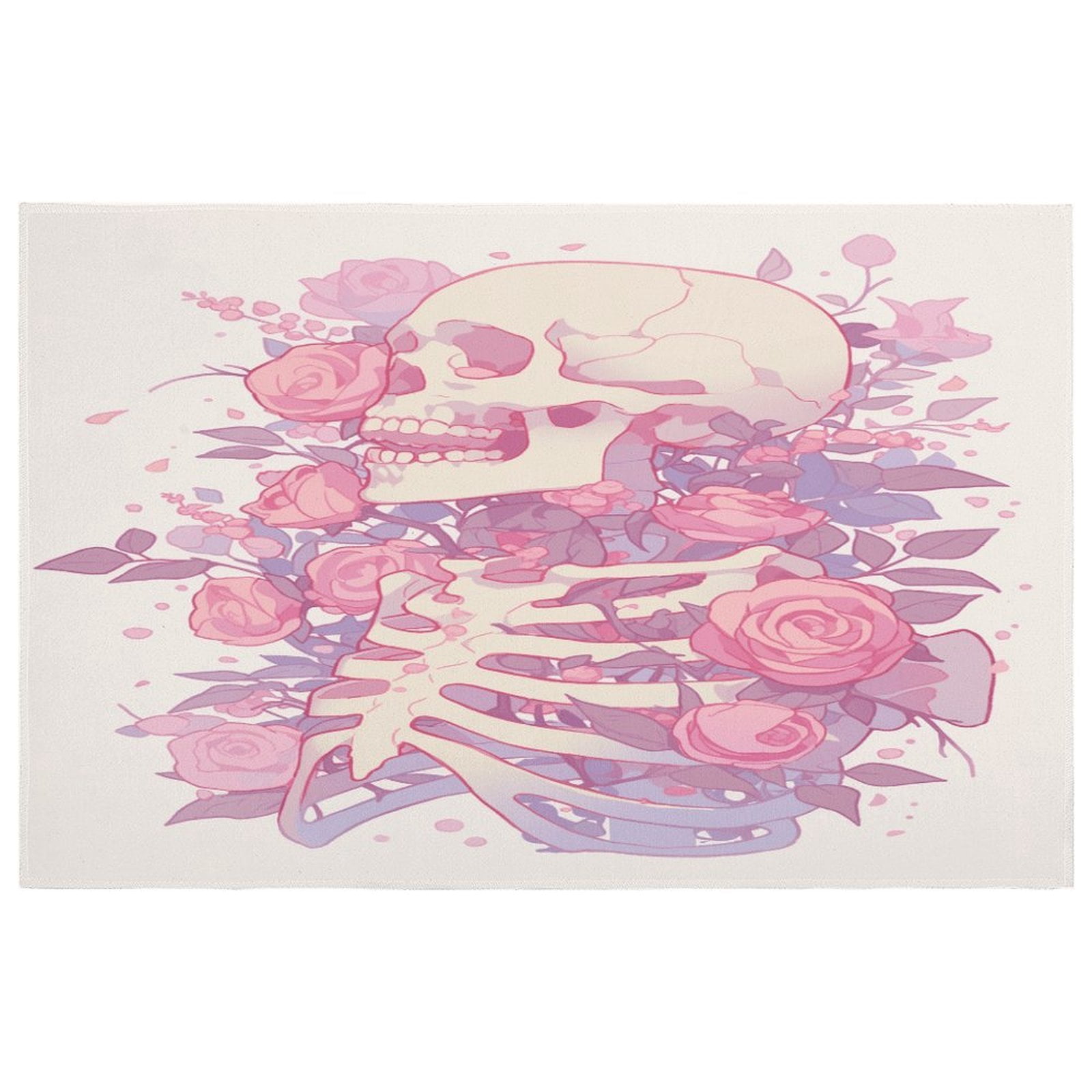 Love Skull Pink Floral Skeleton Halloween Adult Home Decor Bedroom ...