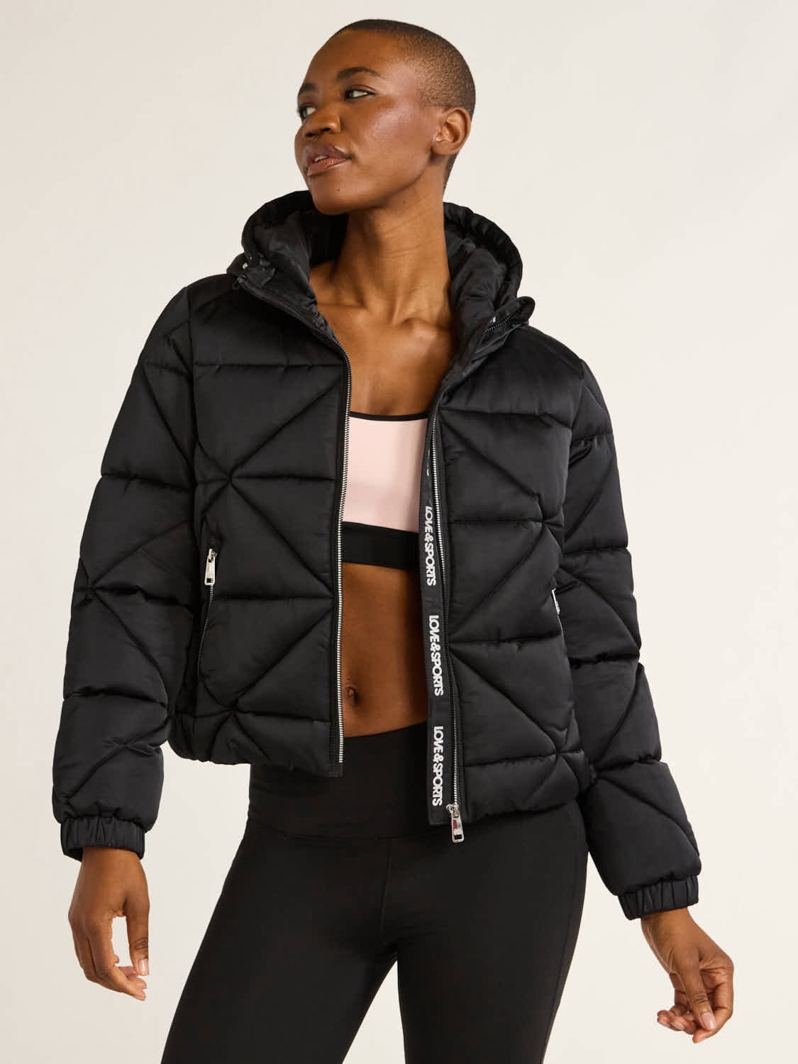 Love & Sports Women's Geometric Quilted Puffer Coat, Heavyweight, Sizes ...