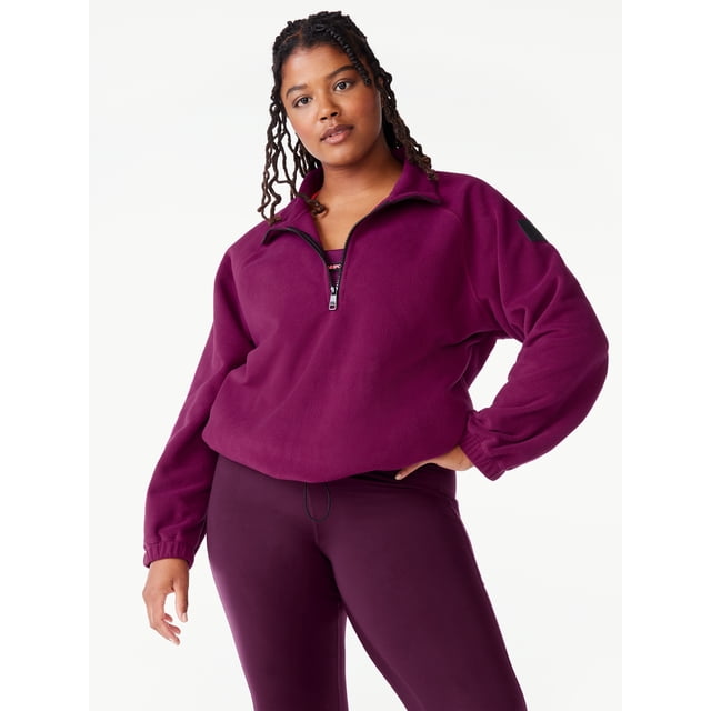 Love & Sports Women's Quarter Zip Fleece Pullover, Sizes XS-XXXL ...