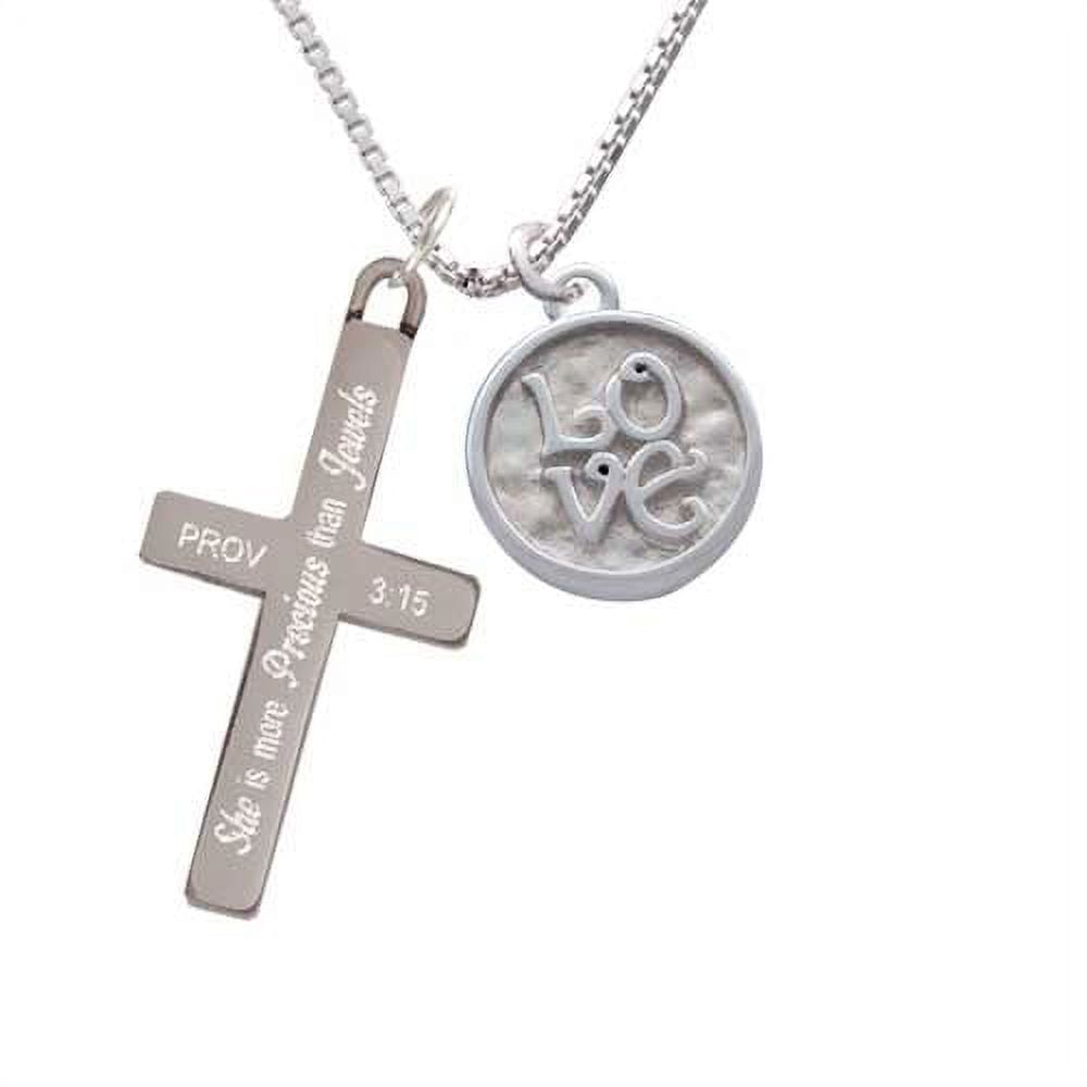 Love Square - Round Seal - She is More Precious - Cross Necklace ...