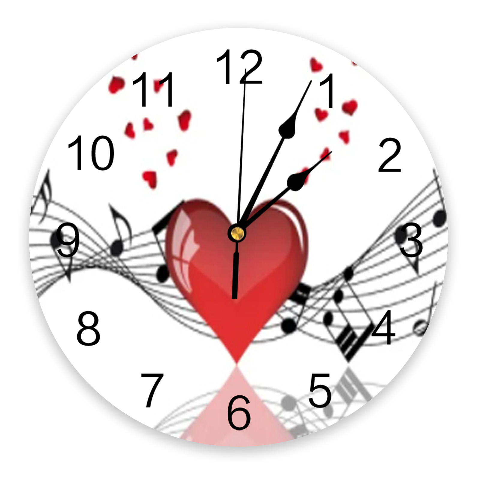Love Staves Musical Notes PVC Digital Wall Clock Modern Design Living ...
