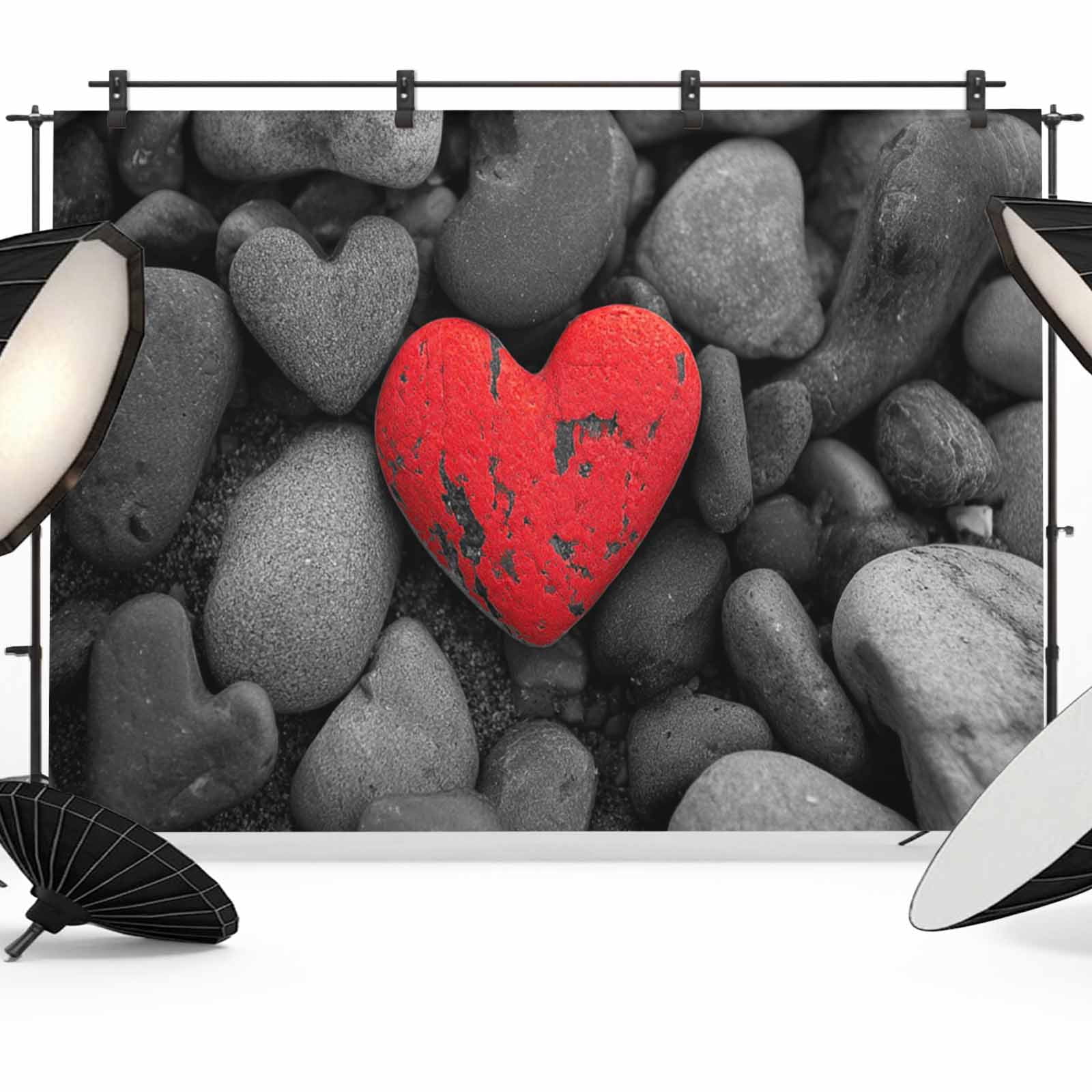 Love Stone Photography Backdrop 12x8FT, Vintage Abstract Red Heart ...