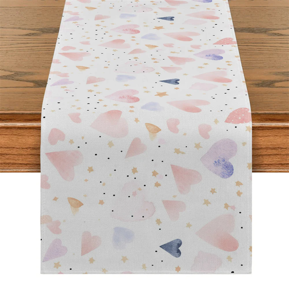 Love Style Grid Table Flag Blue Pink Flower Plant Table Runner Family ...