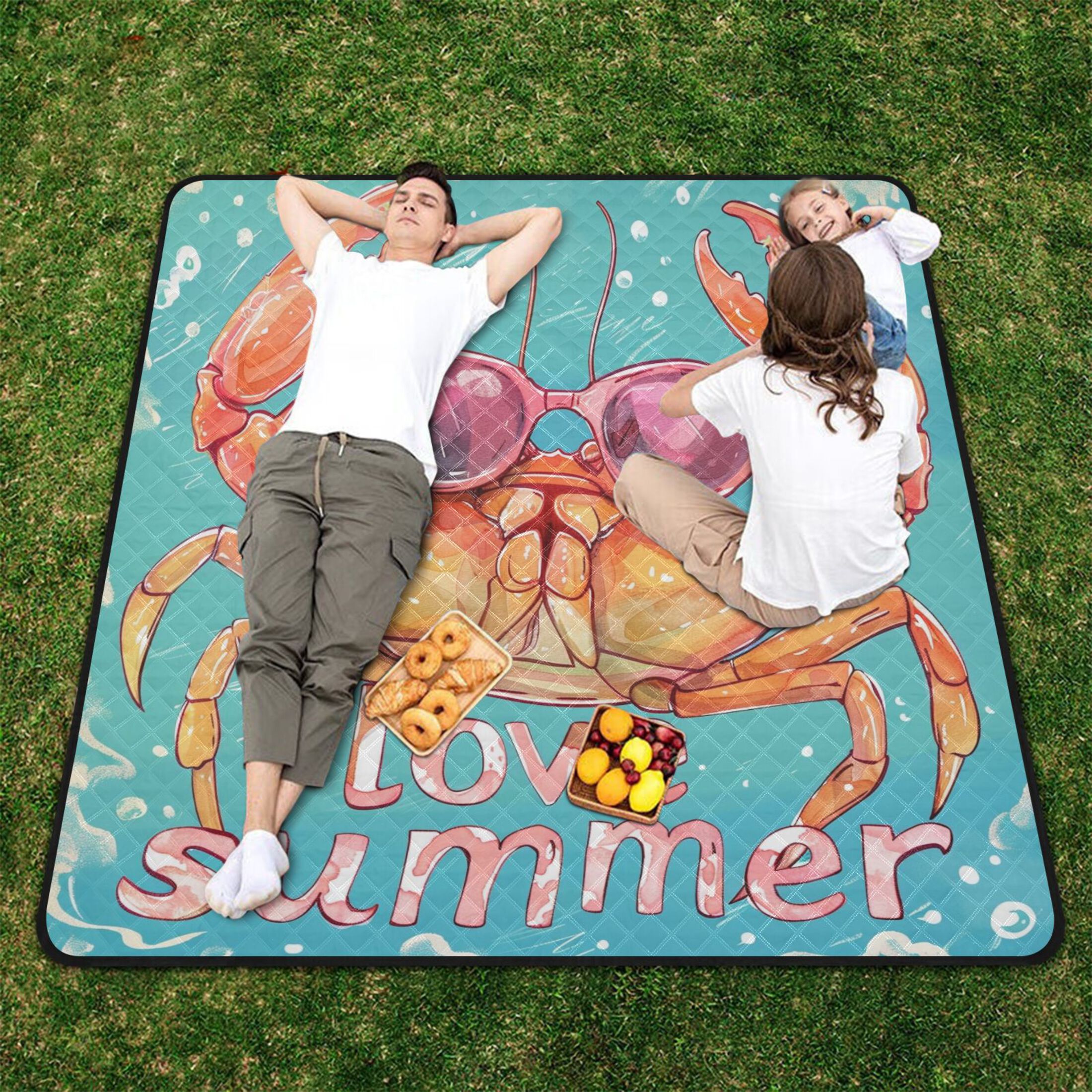 Love Summer Crab Beach Blanket Outdoor Picnic Blanket 78"x 78 ...