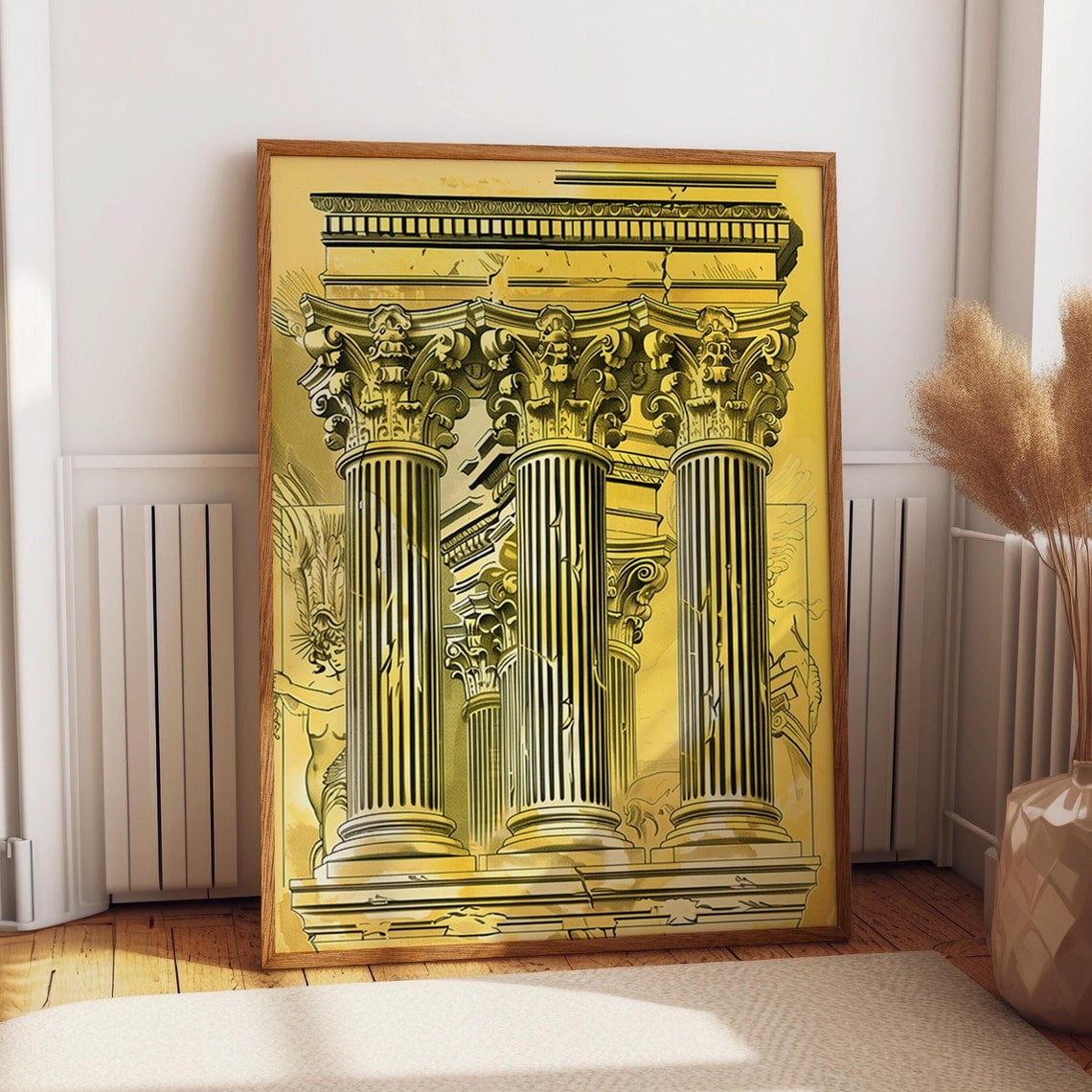 Golden Columns Art Poster - Classical Greek Architecture Wall Art ...