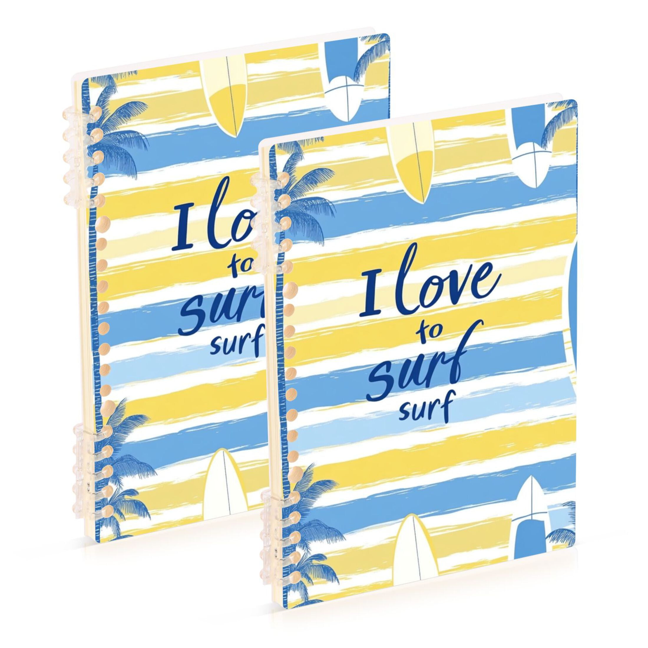 Love Surfing Surfboard Palm Trees Notebook Detachable Coil Notebook Diary A5 Size 60 Pages 2 ...