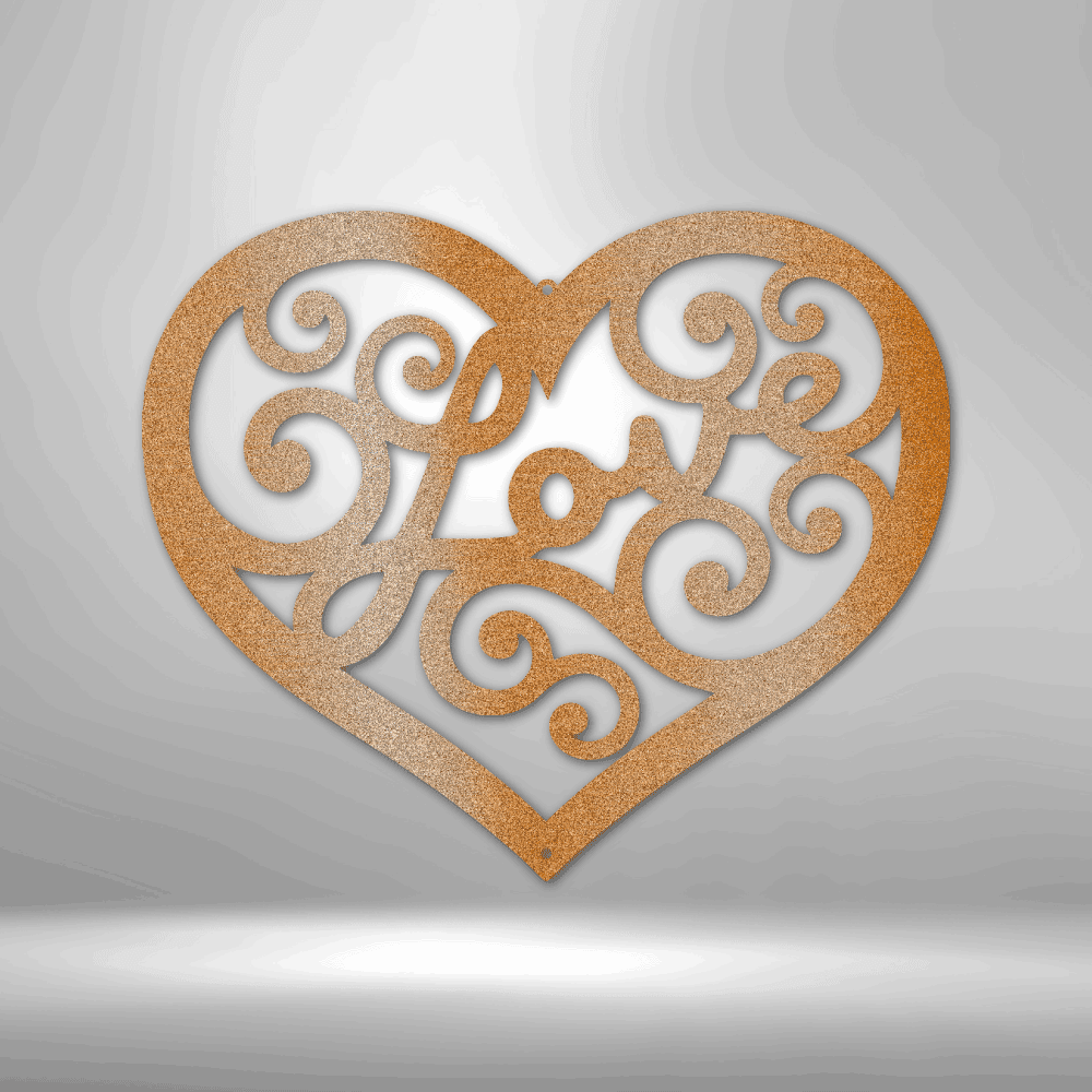 Love Swirl Steel Sign Laser Cut Powder Coated Home & Office Metal Wall ...