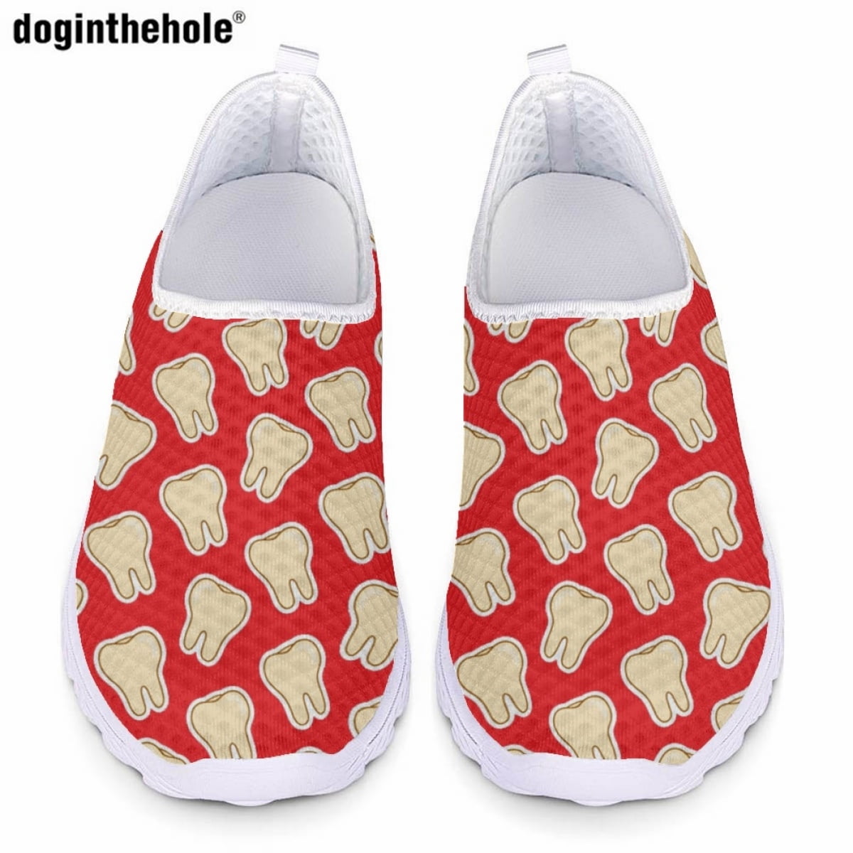 Love Teeth Pattern Printing Casual Shoes for Women Hospital Work Nurse ...