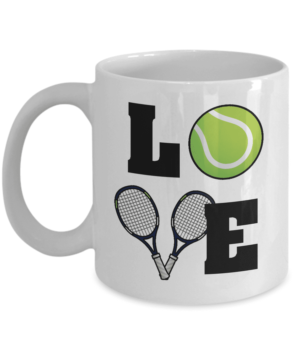 Love Tennis Ball and Racket Coffee & Tea Mug, Giftables and Accessories ...