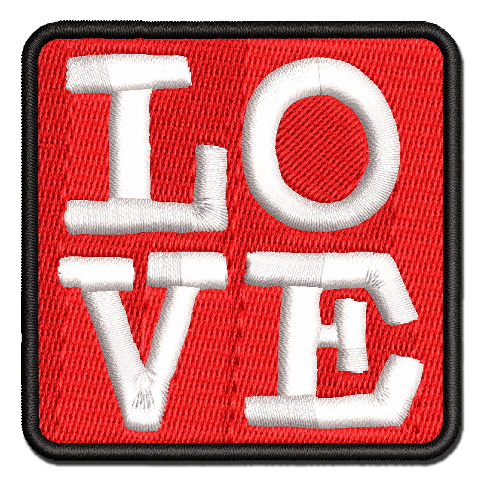 Love Text Stacked Applique Multi-Color Embroidered Hook & Loop Patch ...
