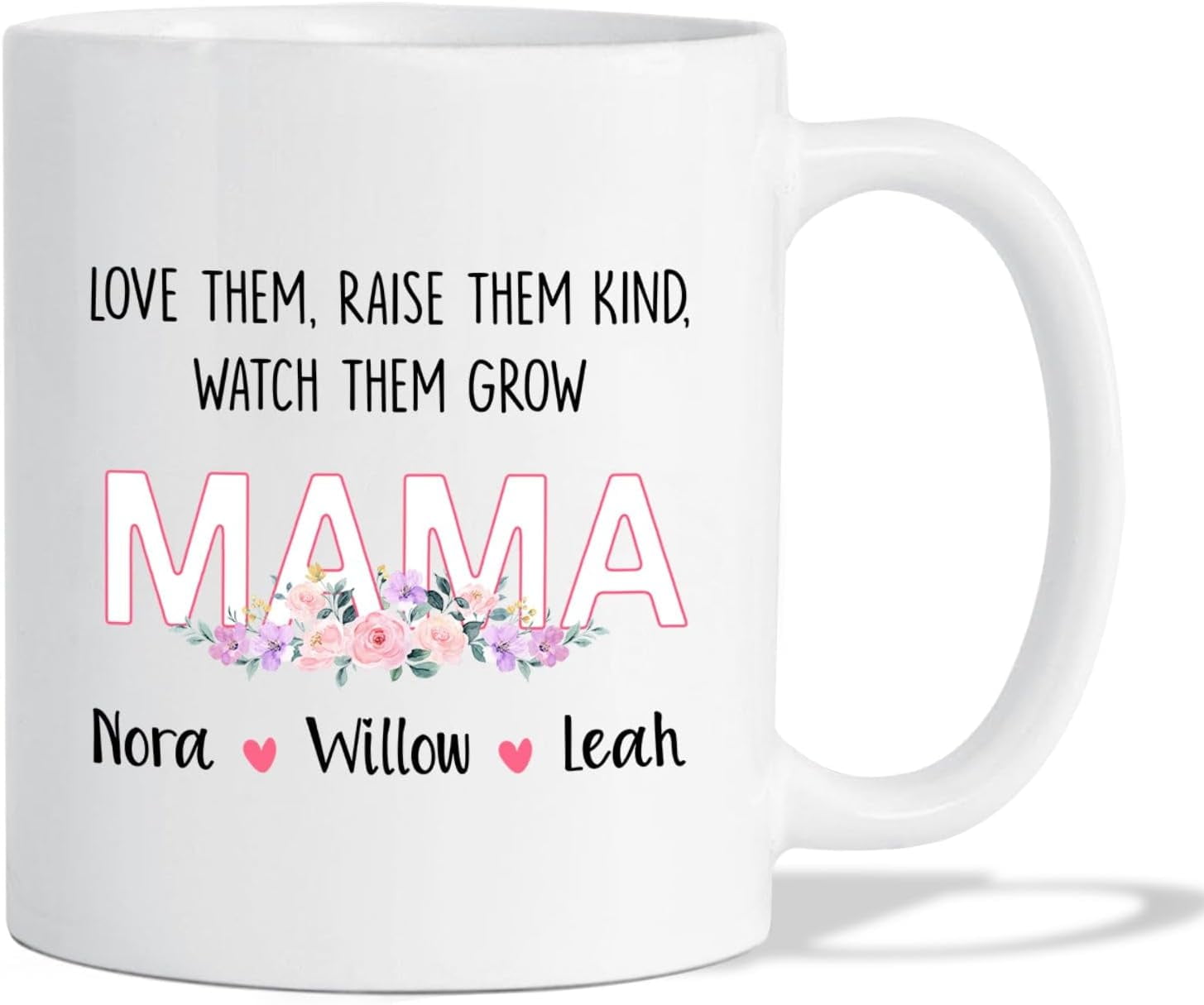 Love Them Raise Them Kind Watch Them Grow Mama Mug, Custom Mama Floral ...