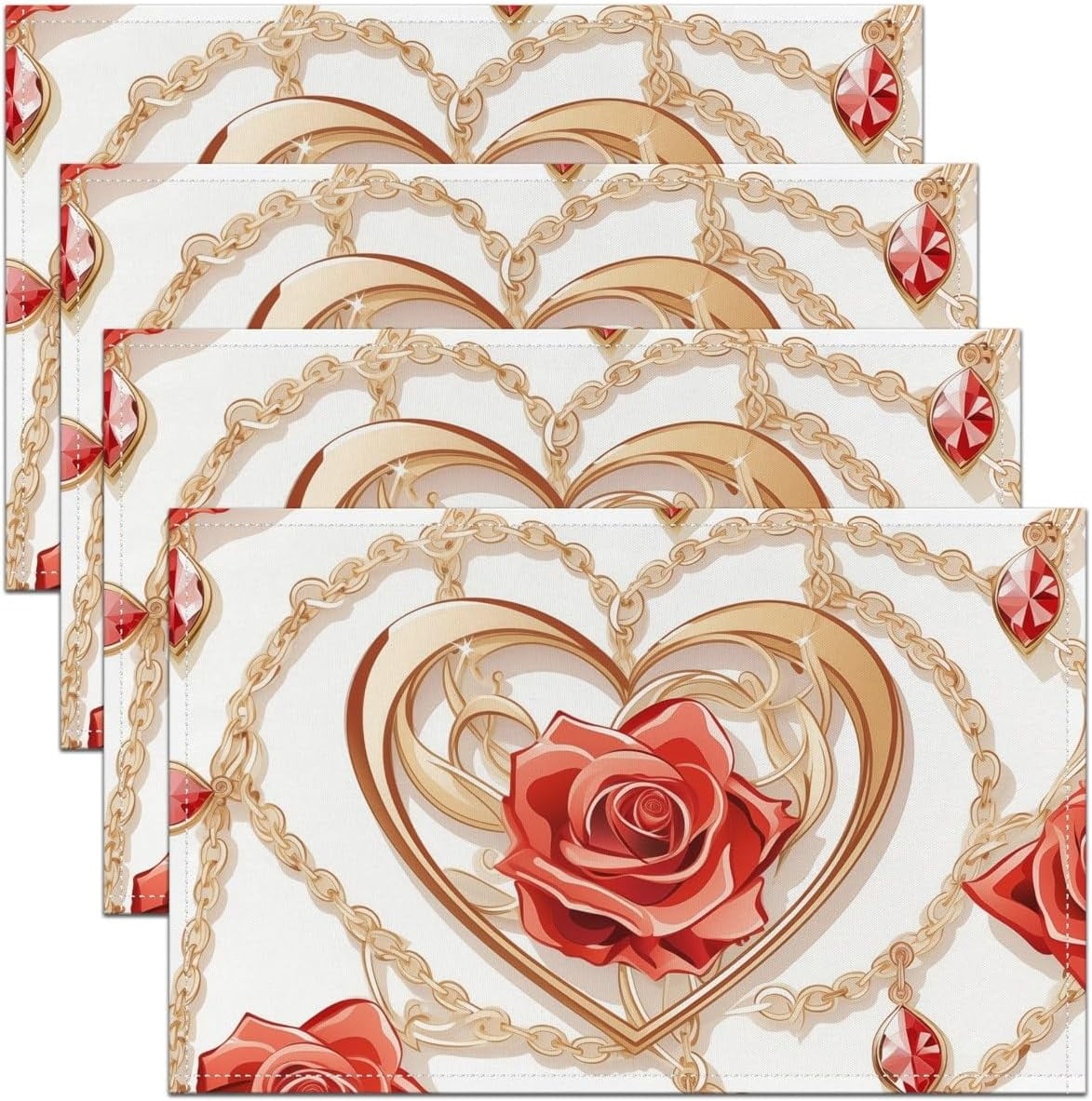 Love Themed Table Mats Placemat 12"x18" Valentine''s Day Placemats Set ...