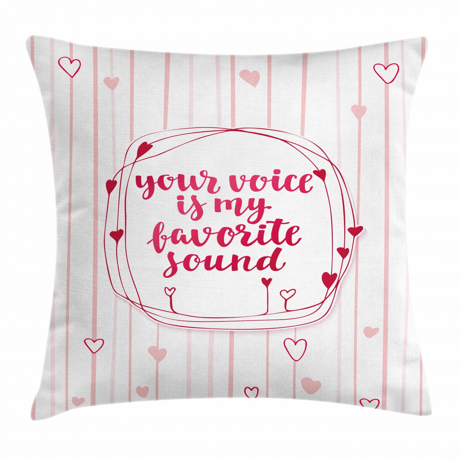Love Throw Pillow Cushion Cover, Valentines Day Quote with Hearts Frame ...