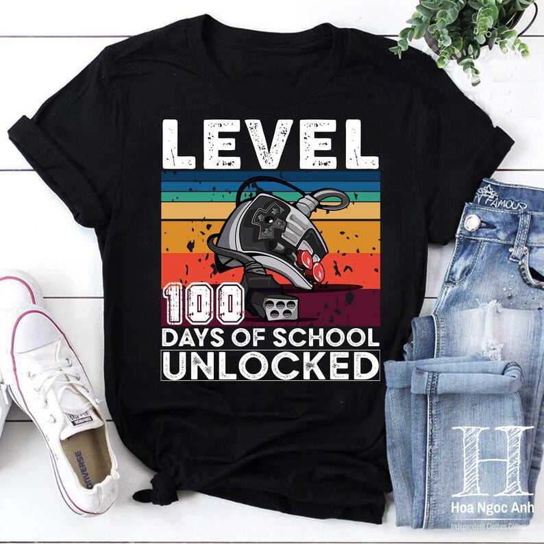 Love To Play Video Game Level Up 100 Days At School Retro School Lover ...